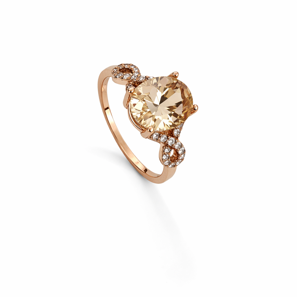 Sterling Silver Rose Gold Plated Oval Shape Lab Morganite Ring 925 ...